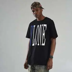 VLONE Large Logo Round Neck Short Sleeve T-shirt 'black Blue - Black/blue