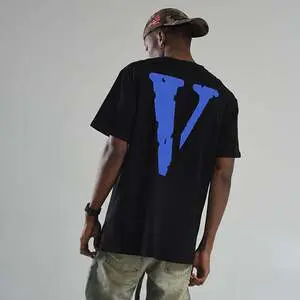 VLONE Large Logo Round Neck Short Sleeve T-shirt 'black Blue - Black/blue