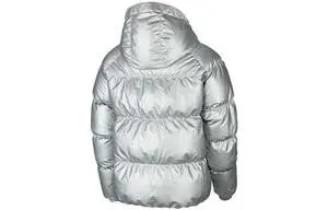 Nike Metallic Hooded Down Feather Jacket - Silver