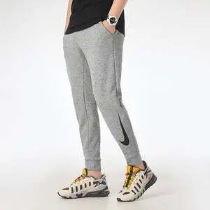 Nike Windproof Solid Color Casual Sports Logo Fleece Lined Long Pants Gray