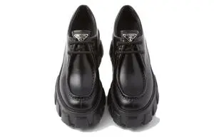 Prada Monolith Brushed Leather Lace-up Shoes