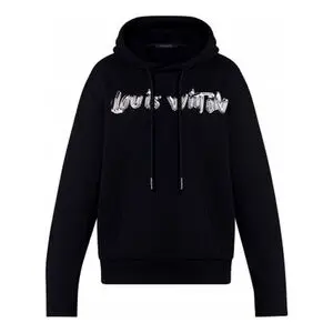 LOUIS VUITTON Logo Printing" Long Sleeve Hoodie - Black