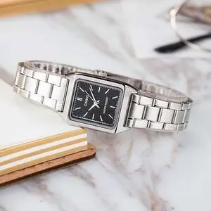 Casio Square Stainless Steel Analog Watch - Black