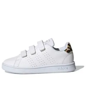 Adidas Advantage J White Leopard Print Sneakers - White/leopard