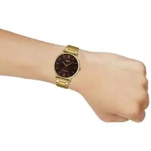 Casio Analog Quartz Watch With Stainless Steel Strap - Brown