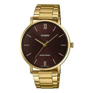 Casio Analog Quartz Watch With Stainless Steel Strap - Brown