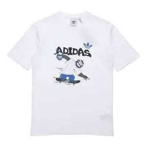 Adidas Originals Cartoon Printing Round Neck Short Sleeve - White