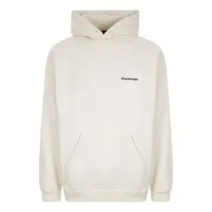 Balenciaga Regular Fit Hoodie With Back Logo - Off White