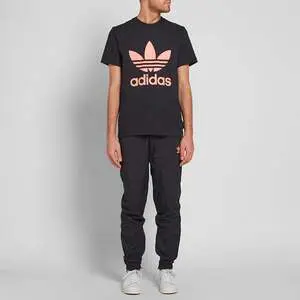 Adidas Originals Logo Casual Sports Round Neck Short Sleeve - Black