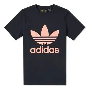 Adidas Originals Logo Casual Sports Round Neck Short Sleeve - Black