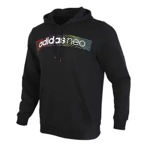 Adidas Neo Logo Print Hooded Sweatshirt - Black