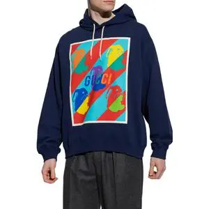 Gucci Graphic Paint Hoodie - Navy/multi