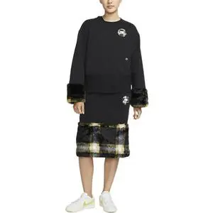 Nike Fleece Print Crew Sweatshirt - Black/white