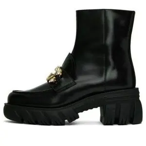 Gucci Mid Heel Ankle Boot With Belt In Leather - Black