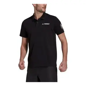 Adidas Badge Polo Outdoor Sports Short Sleeve Polo Shirt - Black