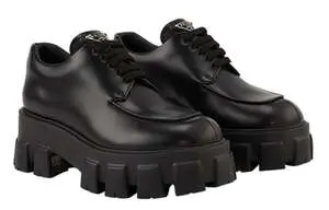 Prada Monolith Brushed Leather Lace-up Shoes