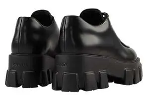 Prada Monolith Brushed Leather Lace-up Shoes