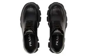 Prada Monolith Brushed Leather Lace-up Shoes