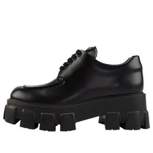 PRADA PRADA Monolith Brushed Leather Lace-Up Shoes
