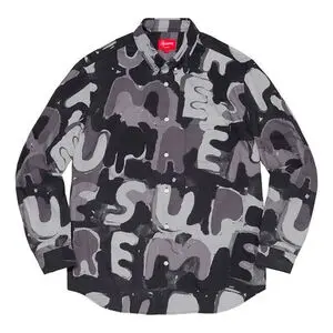 Supreme Painted Logo Shirt 'black Grey