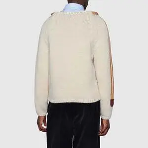 Gucci Wool Knit Jumper With Leather Detail
