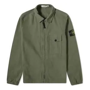 Stone Island Garment Dyed Zip Shirt Overshirt - Green