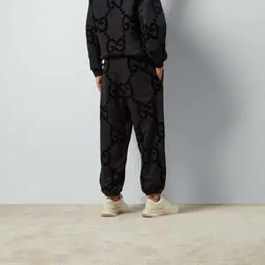Gucci Gg Flocked Print Cotton Fleece Sweattrouser