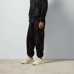 Gucci Gg Flocked Print Cotton Fleece Sweattrouser