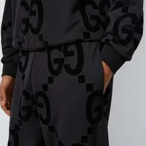Gucci Gg Flocked Print Cotton Fleece Sweattrouser
