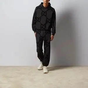 Gucci Gg Flocked Print Cotton Fleece Sweattrouser