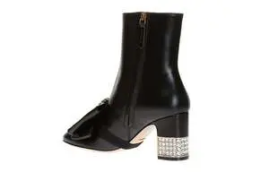 Gucci Removable Bow Leather Ankle Boots