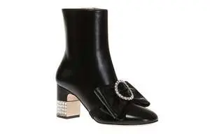 Gucci Removable Bow Leather Ankle Boots