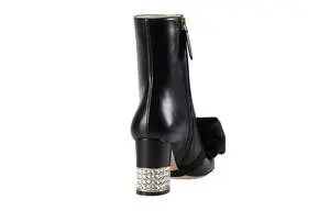 Gucci Removable Bow Leather Ankle Boots