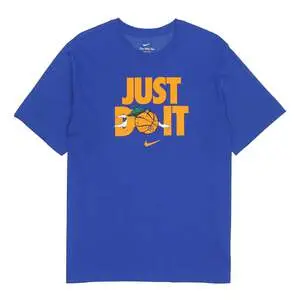 Nike Just Do It Alphabet Printing Round Neck Short Sleeve Blue - Multi-color