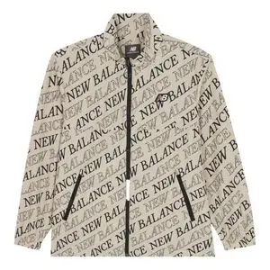 NEW BALANCE Logo Print Hooded Jacket - Beige/black