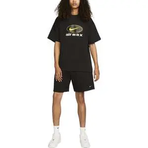 Nike Logo Alphabet Printing Breathable Round Neck Short Sleeve Black T-shirt - Default Color