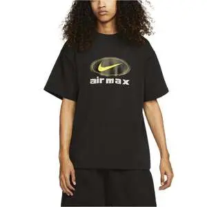 Nike Logo Alphabet Printing Breathable Round Neck Short Sleeve Black T-shirt - Default Color