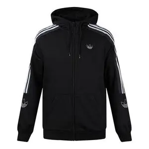 Adidas Originals Outline Fzh Flc Hooded Sports Zipper Jacket - Black