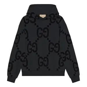 Gucci Gg Flocked Print Cotton Fleece Sweatshirt - Black