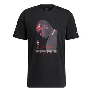 Adidas Character Printing Athleisure Casual Sports Short Sleeve Black T-shirt - Multi-color