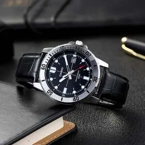 Casio Analog Watch With Leather Band