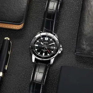 Casio Analog Watch With Leather Band