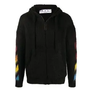 Off-White Patterned Zip-up Hooded Jacket
