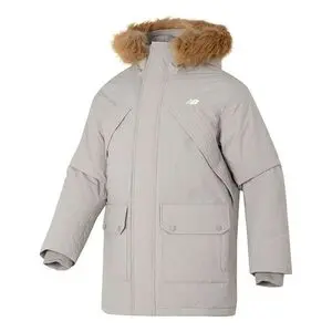NEW BALANCE Hooded Down Parka - Grey/brown