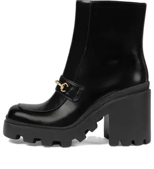Gucci Leather Ankle Boots With Horsebit Detail - Black