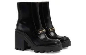Gucci Leather Ankle Boots With Horsebit Detail