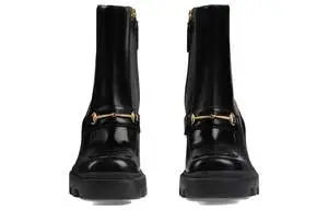 Gucci Leather Ankle Boots With Horsebit Detail
