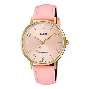 Casio Quartz Analog Watch With Leather Strap - Pink