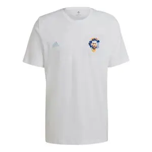 Adidas Printing Round Neck Pullover Sports Short Sleeve White - Multi-color