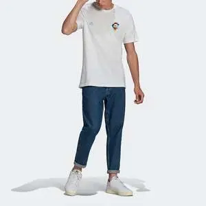 Adidas Printing Round Neck Pullover Sports Short Sleeve White